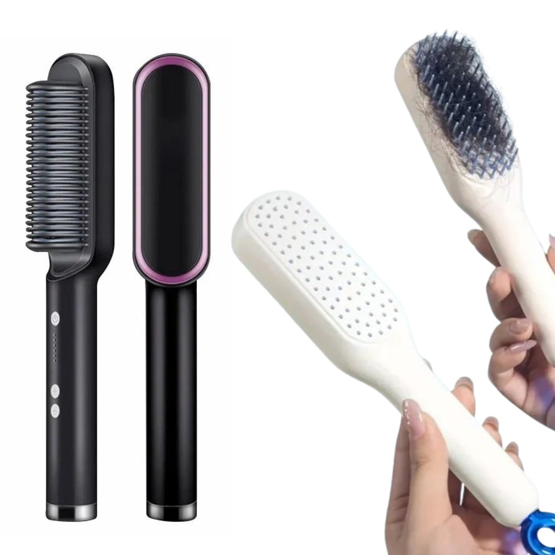 Hair Styling Combo – 909 Hair Straightener Brush + Self-Cleaning Anti ...